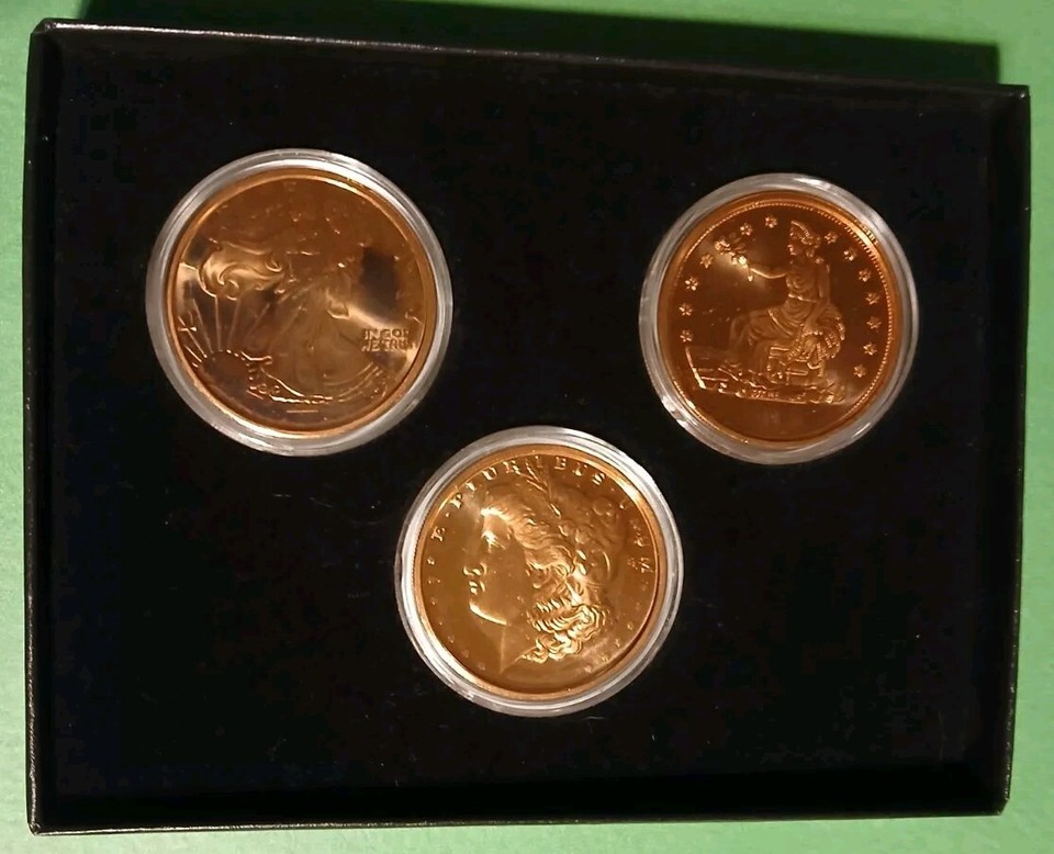 Set of 3 - Historic Coin Images .999 Pure Copper Coin Rounds w/ Gift ...