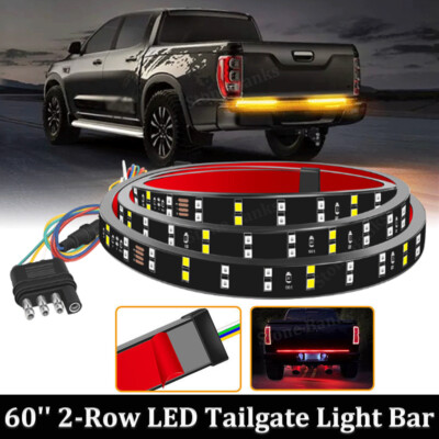 60'' 2-Row LED Strip Tailgate Light Bar Reverse Brake Signal Fit For ...