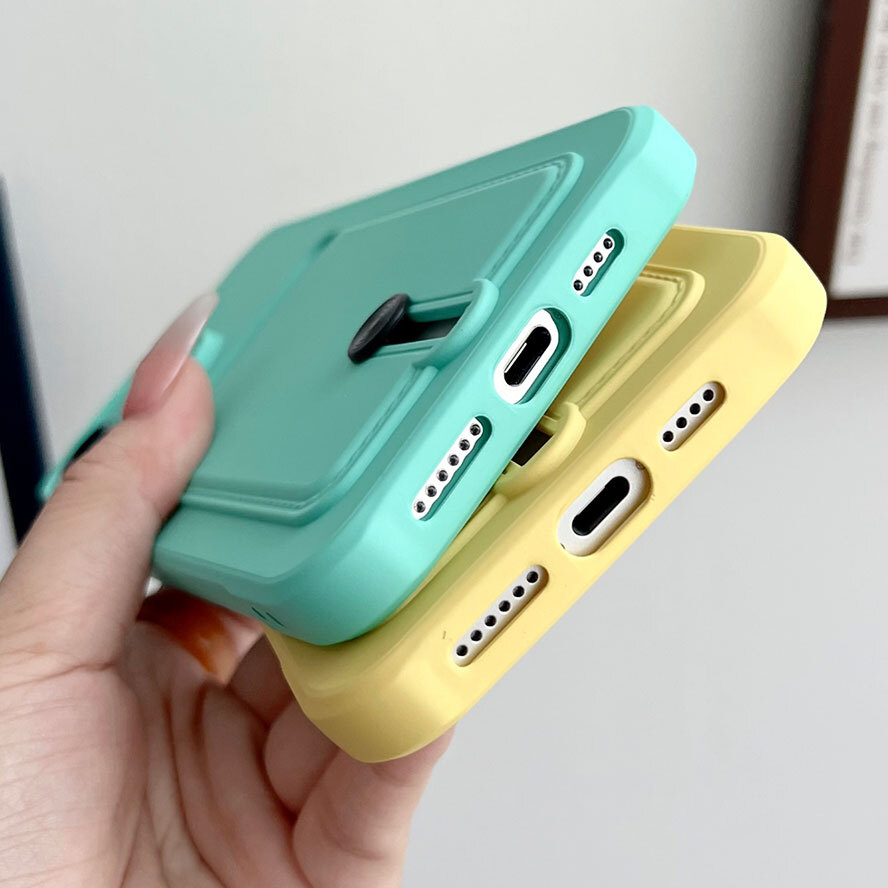 Card Slot Case For iPhone 16 Pro Max 15 14 13 12 Mini 11 Silicone TPU ...