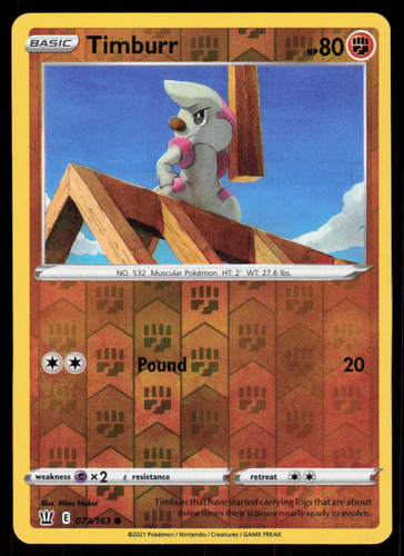 Timburr 073/163 Reverse Holo 2021 Pokemon Battle Styles NM | eBay