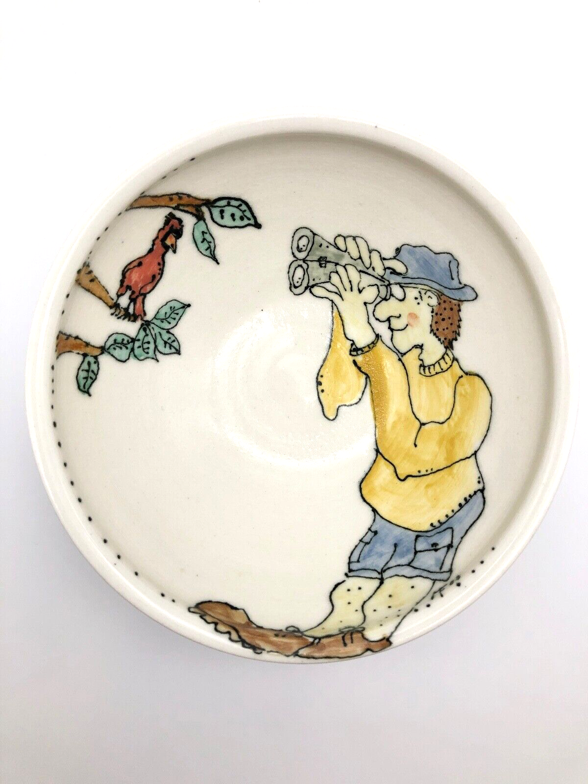 Danyel Dean Pottery Bowl Ceramic Signed Bird Watcher Vintage | eBay