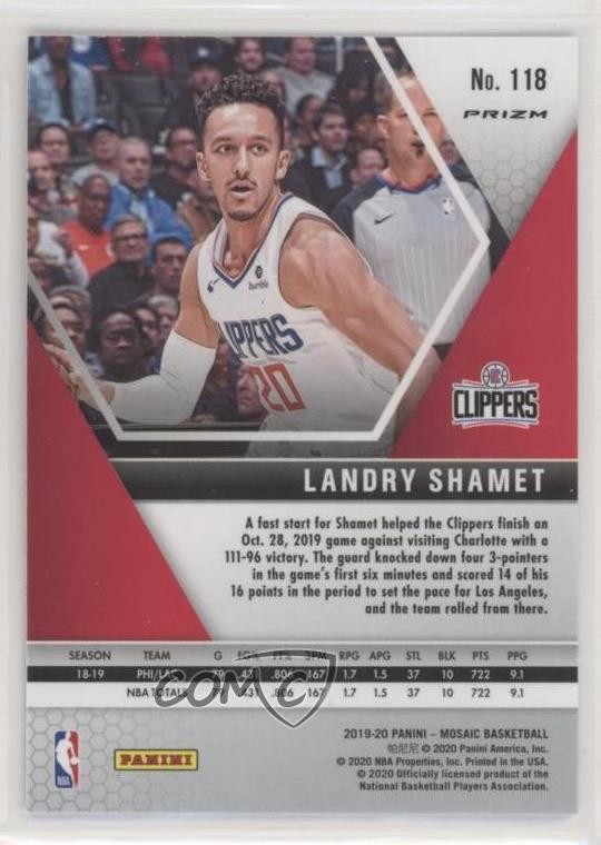 2019-20 Panini Mosaic Silver Prizm Landry Shamet #118 | eBay