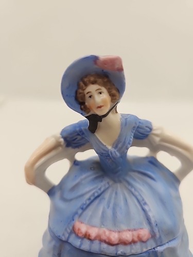 VTG German Sitzendorf Porcelain Figural Lady Sitting 4 3/8" Powder ...