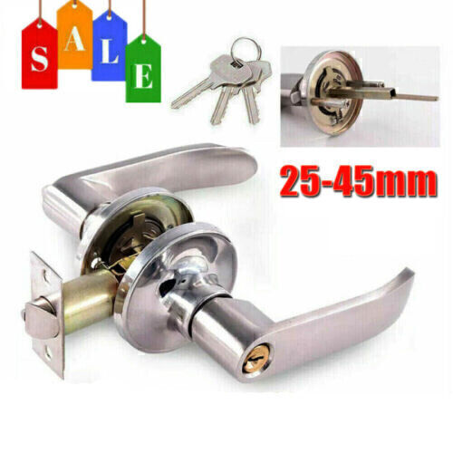 Entry Door Lever Lock Set Privacy Keyed Knob Lockset Handle+3 Keys ...