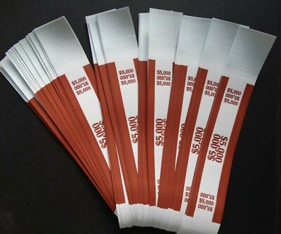 50 - Brown $5,000 Cash Money Self-Sealing Straps Currency Bands | eBay