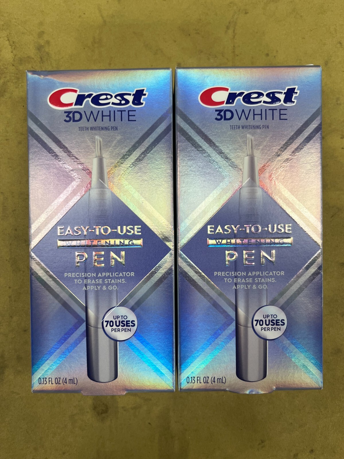 2 New Crest 3D White Easy-To-Use Whitening Pen - Up to 70 Uses Each Box ...