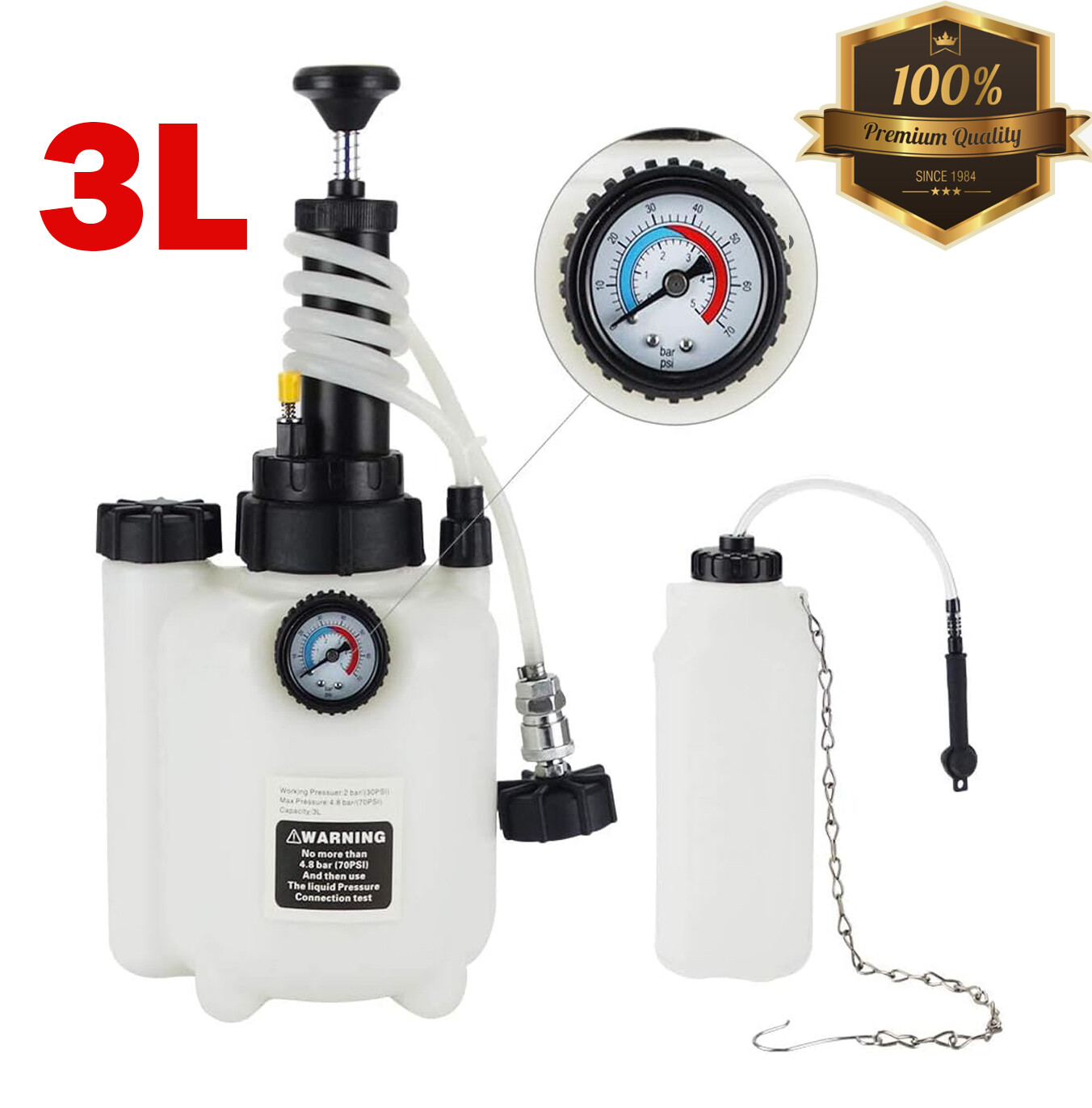 3L Pressure Brake Clutch Fluid Bleeder Bleeding Kit Car Bleed Oil ...