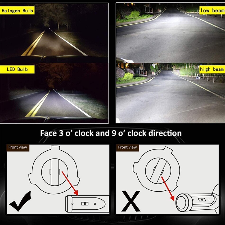 2x T1 9006 HB4 Turbo LED Headlight 70W T1 Light Bulb 6000K Canbus Head ...