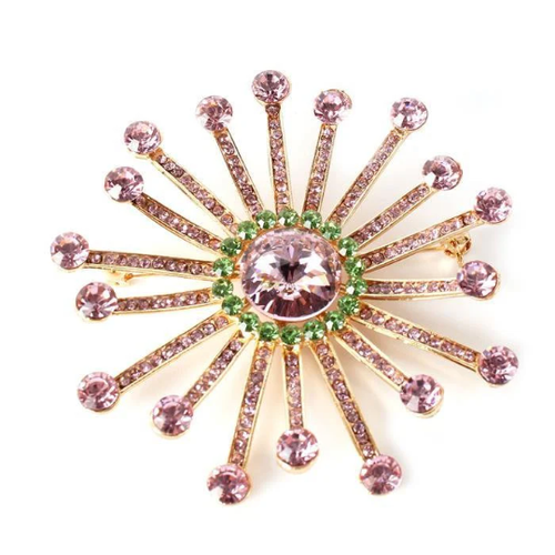 Pink and Green Crystal Spike Rhinestone Brooch | eBay