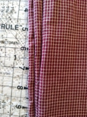 REMNANT Dark Red & Tan Plaid Check Homespun Fabric BTFQ 18" x 20 ...