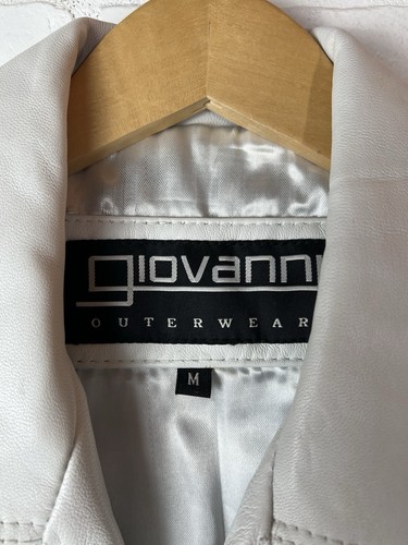 Giovanni Outerwear Men’s White Leather Jacket Double Breasted Padded ...