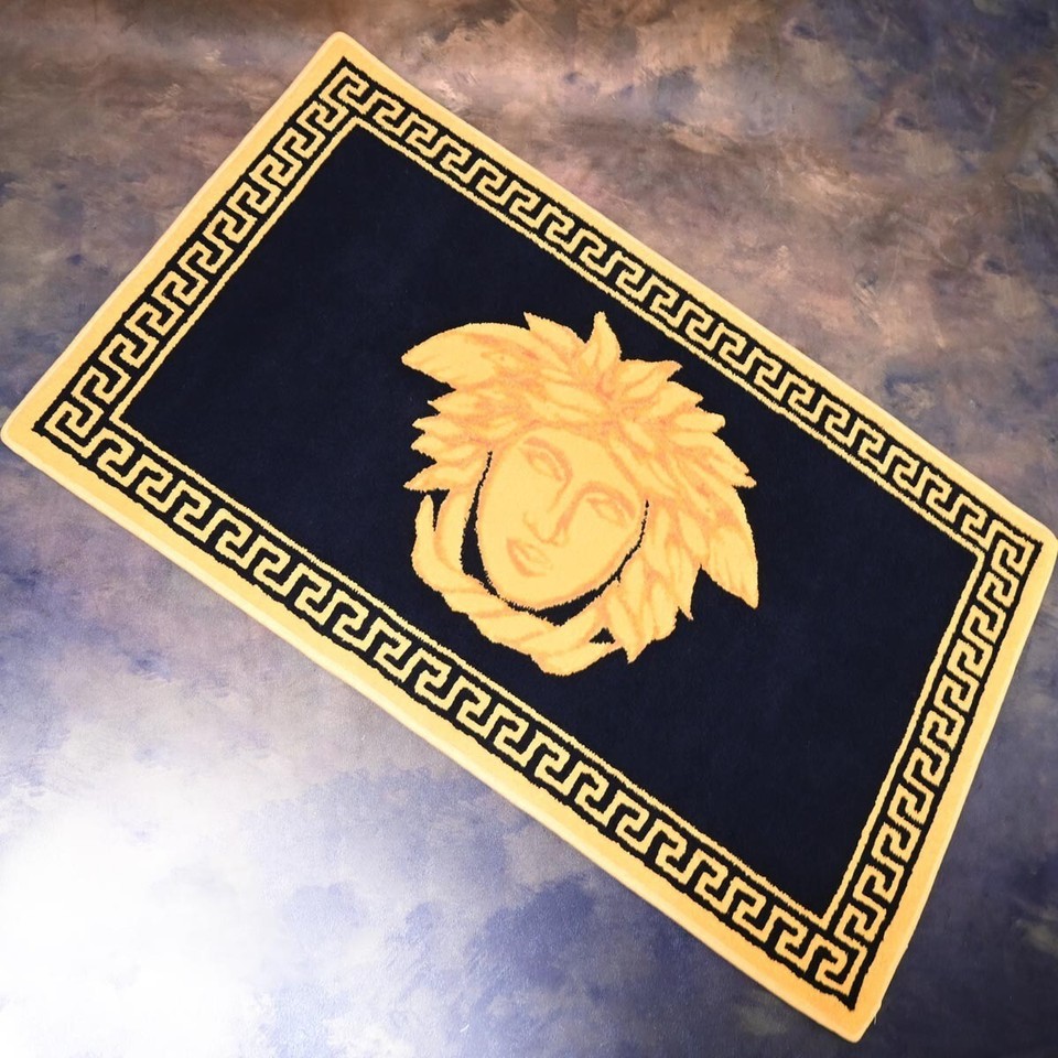 Versace Extremely Rare Giant Medusa Greca Line Carpet Rug Home ...