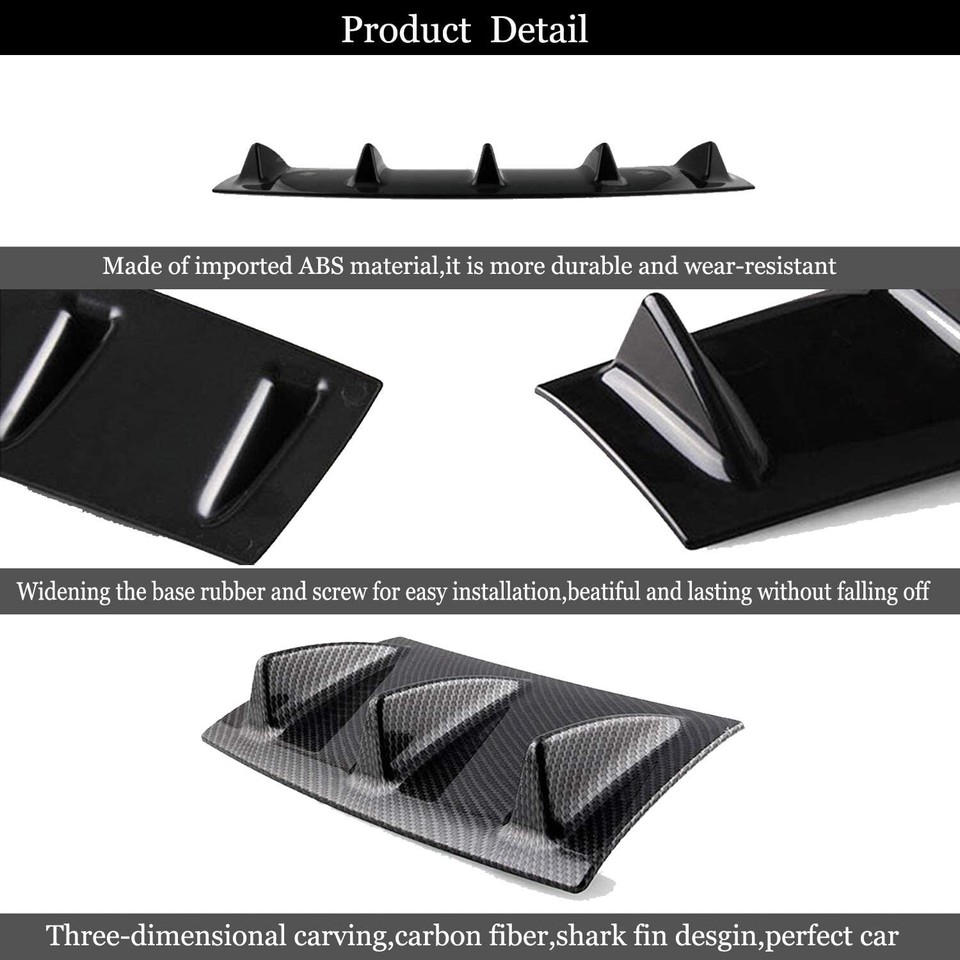 Universal Carbon Look Rear Lower Bumper Diffuser Fin Spoiler Lip Wing ...