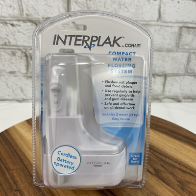 Interplak Conair Compact Water Jet Pick Flossing System Cordless Travel ...