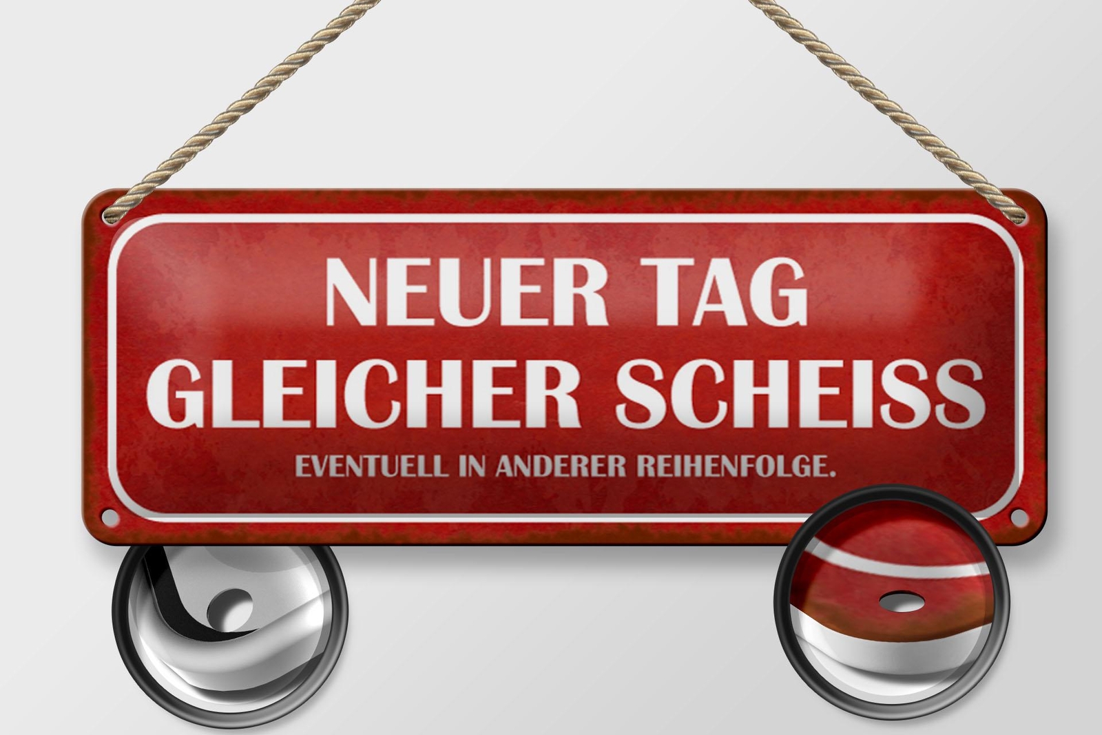 Blechschild Spruch 27x10cm neuer Tag gleicher Scheiss Metal Deko Schild ...