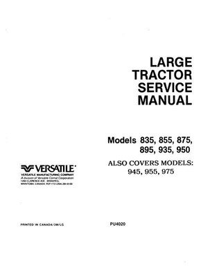 Versatile Models 835 855 875 895 935 950 945 955 975 Tractor Service ...
