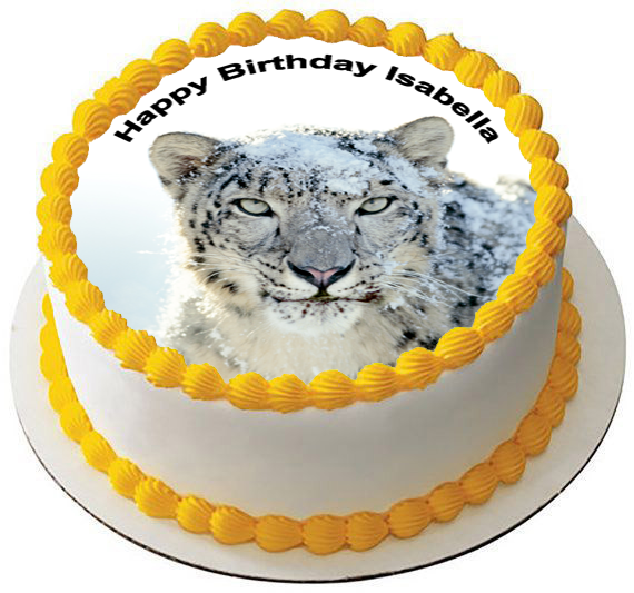 SNOW LEOPARD FACE 7.5 PREMIUM Edible ICING Cake Topper CAN BE ...