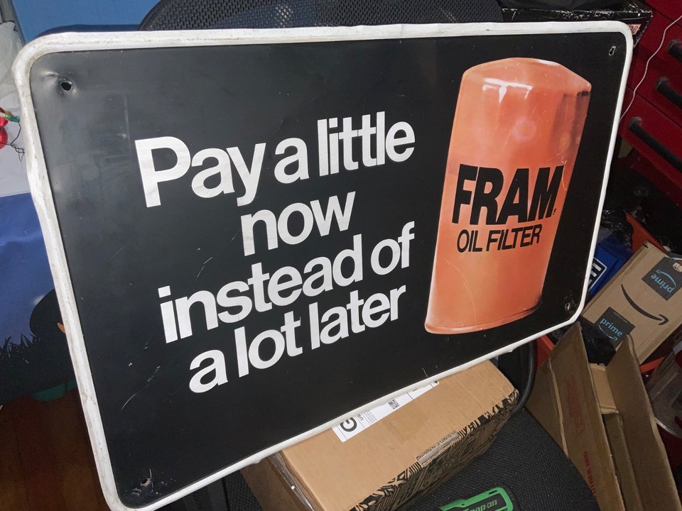 Vintage Fram Oil Air Filter Sign Metal 16” X 26” | eBay