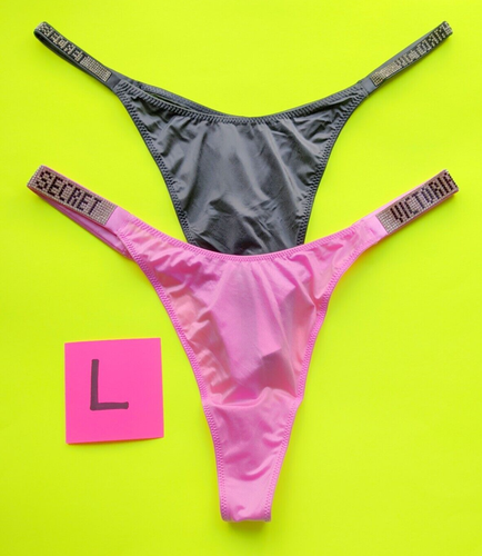 Victoria's Secret Very Sexy RHINESTONE Shine Logo L Thong Panties - Lot ...
