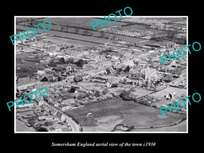OLD 6 X 4 HISTORIC PHOTO OF SOMERSHAM ENGLAND VIEW OF THE TOWN CENTRE ...