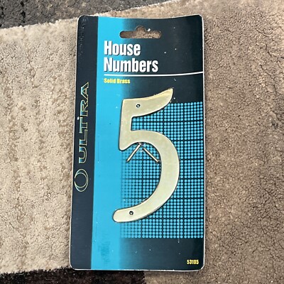 Ultra Hardware 53105 Solid Brass 4 1/2 Inch House Number 5 New Sealed ...
