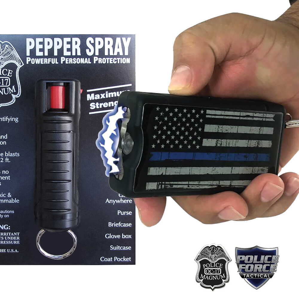 Police Force 9,100,000 Stun Gun & Police Magnum PEPPER SPRAY Self ...