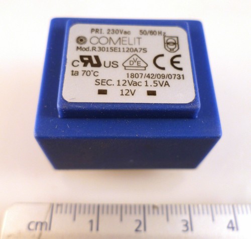 Comelit R3015E1120A7S Transformer 230Vac In - 12Vac Out 1.5VA MBE003i ...