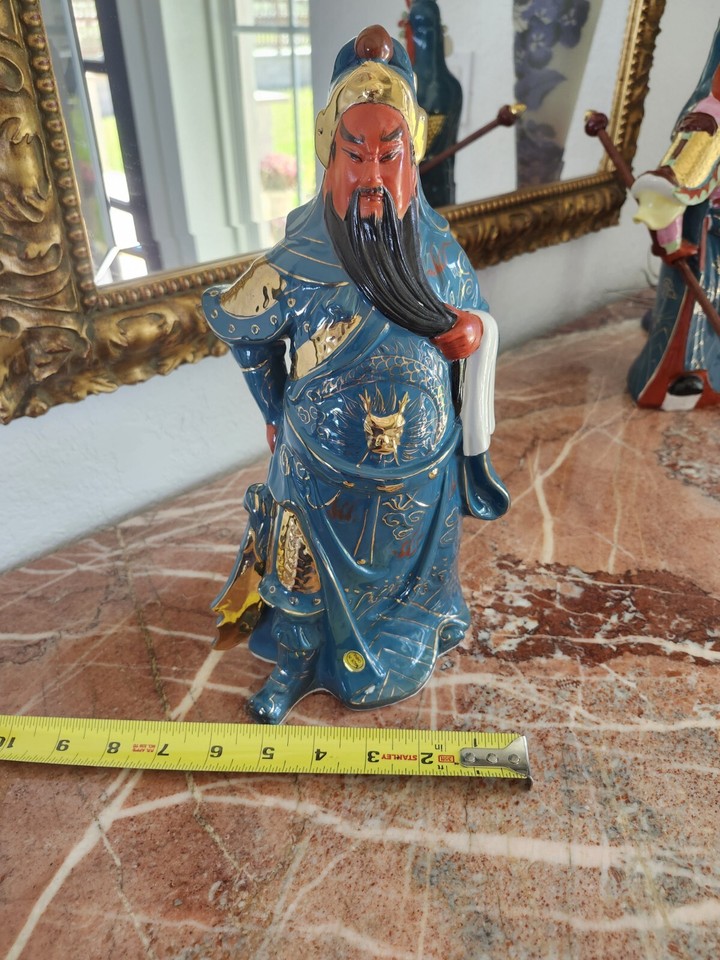 Vintage Chinese Red Face Guan Yu Gong Warrior Hand Painted Porcelain ...