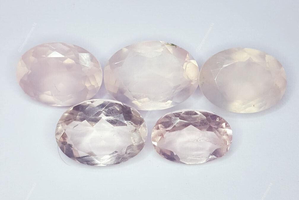 5 Pcs Lot Certified Authentic Rose Quartz Gemstone 43.42 Cts Oval ...