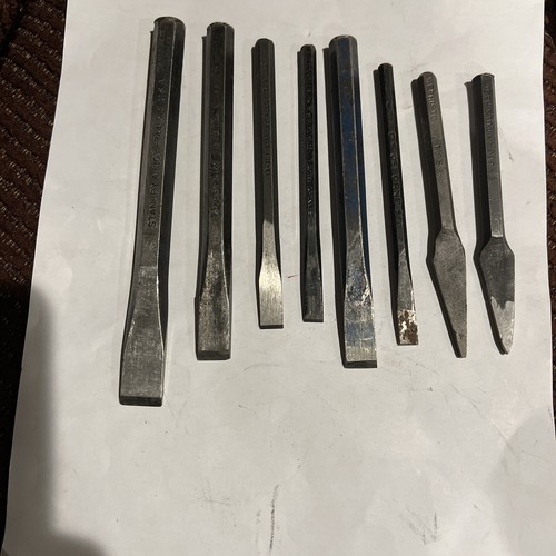lot of 8 Vintage Chisel Chisels,(Stanley Alloy, Mephisto, CS Osborne ...