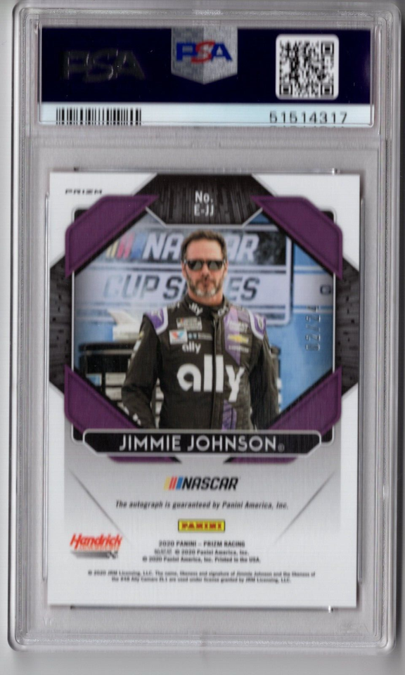 2020 Prizm Racing NASCAR Jimmie Johnson PSA 10 Auto Endorsement ...