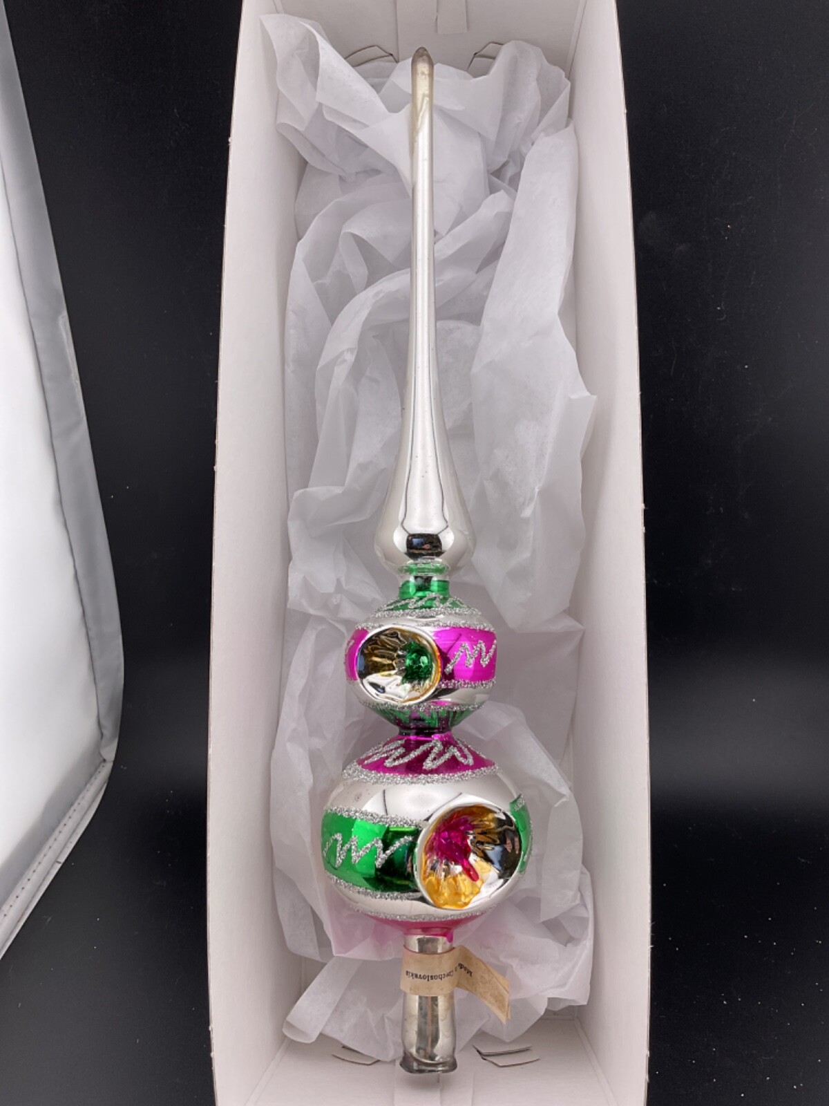 vintage czech hand blown glass indent tree topper | eBay