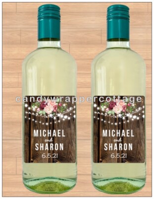 8 Personalized Fairy Lights Wedding Wine Labels Waterproof Gloss | eBay