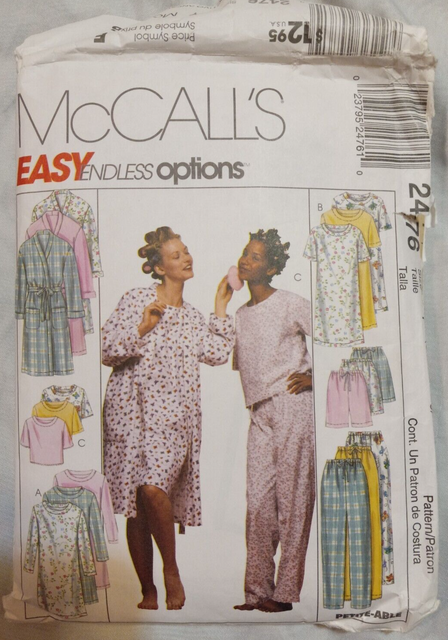 McCalls Sewing Pattern 2476 Misses Robe Nightgown Pajamas Uncut SML for sale online | eBay