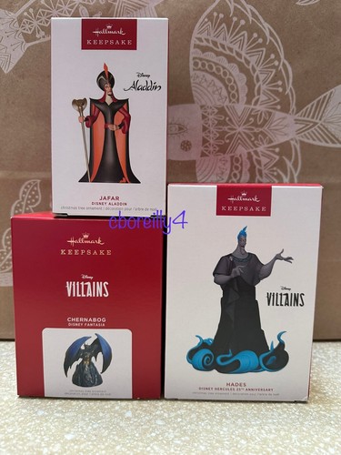 Hallmark Disney Villains Ornaments 2021 CHERNABOG 2022 HADES 2023 JAFAR ...