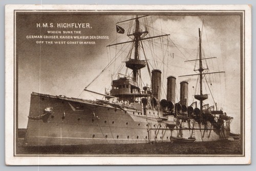 HMS Highflyer Navy ship sunk Kaiser Wilhelm Dergrosse 1914 WW1 Maritime ...