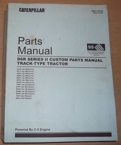 CAT CATERPILLAR D6R SERIES II CUSTOM TRACTOR DOZER PARTS MANUAL AGM AEM ...