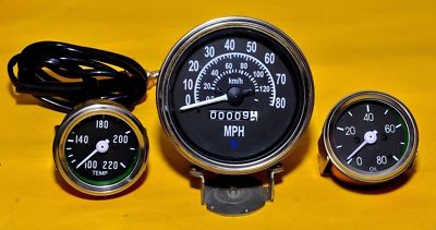WILLYS JEEP MB GPW CJ2A CJ3A CJ3B SPEEDOMETER TEMPERATURE OIL PRESSURE ...