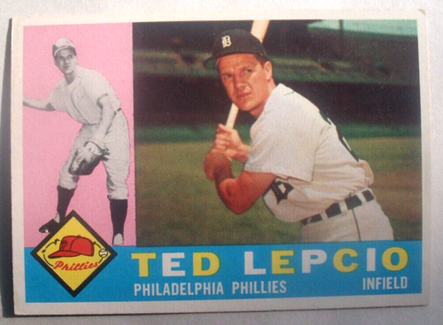 1960 TOPPS BASEBALL CARD #97-TED LEPCIO-WHITE BACK-set break-99 cent ...