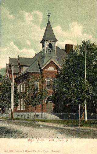 A View of the High School, Port Jervis NY 1907 | eBay
