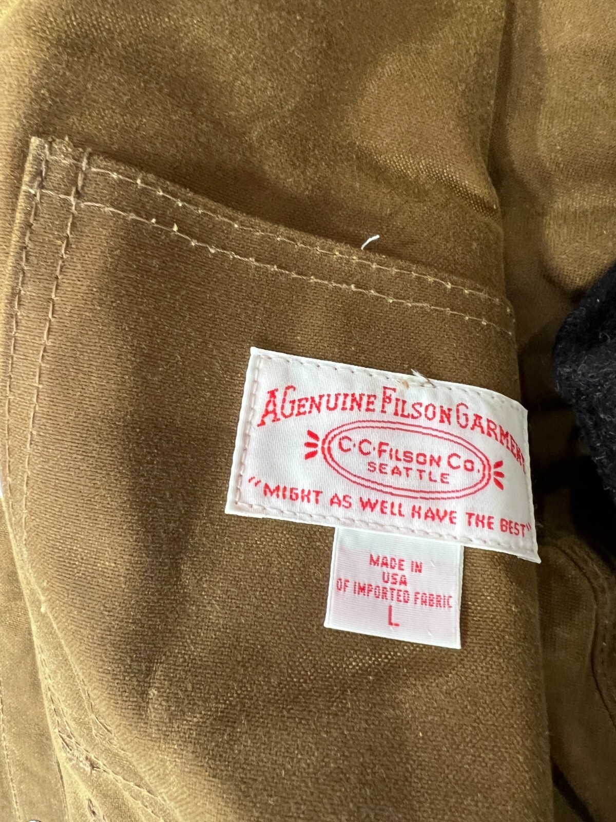 FILSON Tin Cloth Packer Coat Waxed Cotton w/ Mackinaw Wool Vest Liner ...