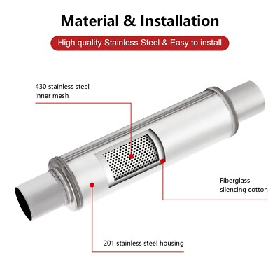 3" Inlet/Outlet Exhaust Muffler,3'' Exhaust Muffler Universal Resonator ...
