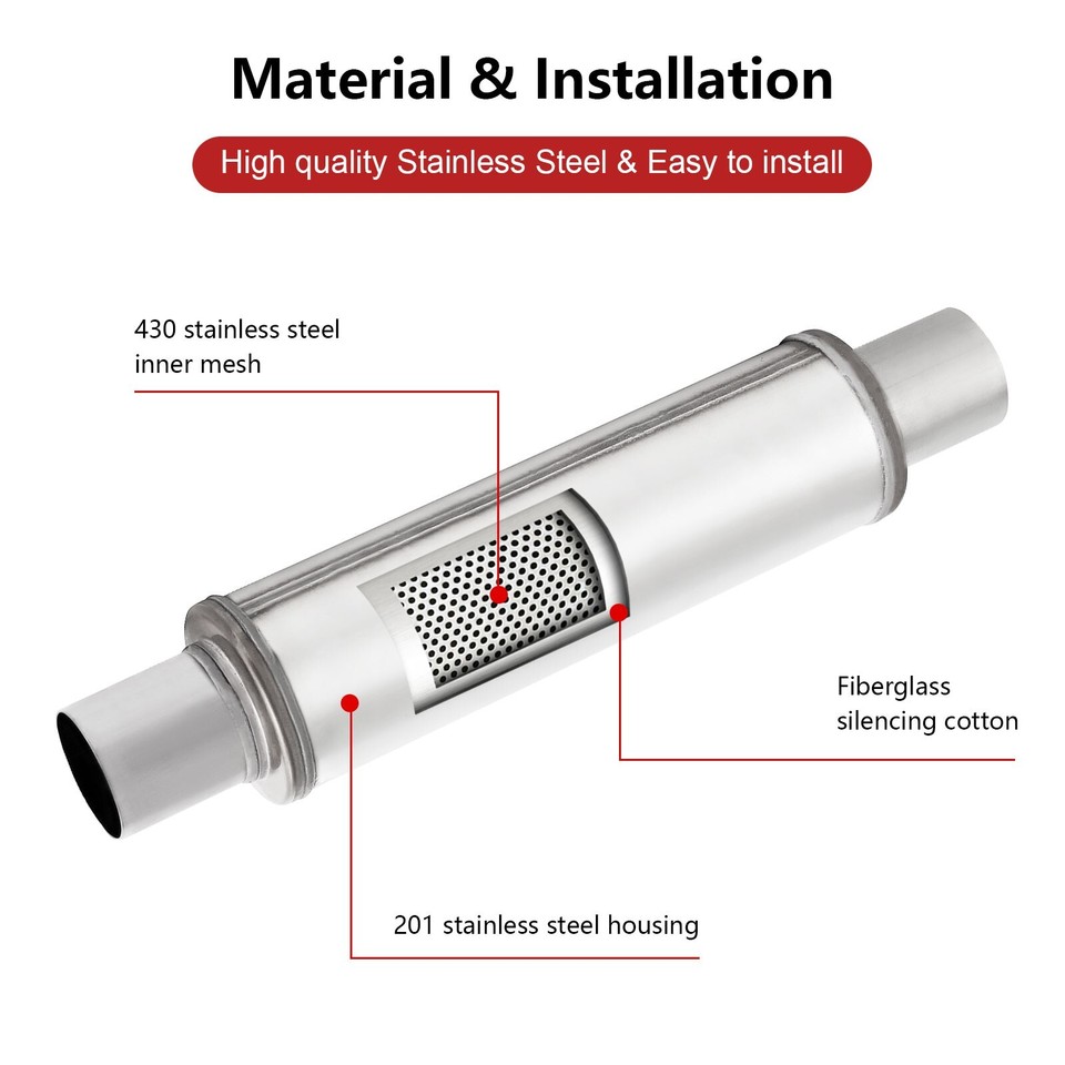 3" Inlet/Outlet Exhaust Muffler,3'' Exhaust Muffler Universal Resonator ...
