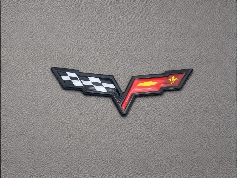 For C6 Corvette 2005-2013 Front / Rear Crossed Flags Emblem 3D Raised ...
