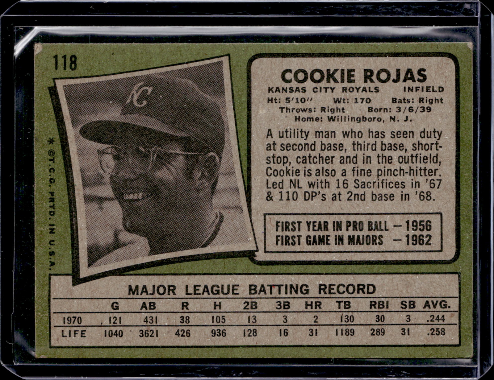 Cookie Rojas 1971 Topps #118 Kansas City Royals | eBay