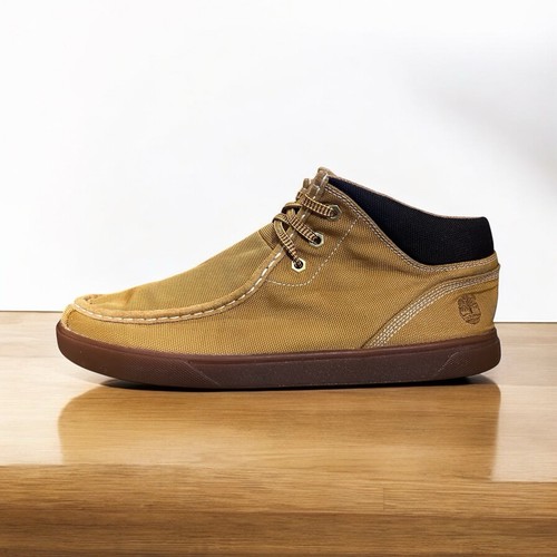 Timberland Groveton Canvas Moc Toe Shoes Men's Mustard Brown Size 10.5 ...