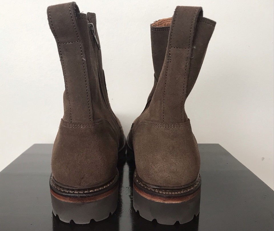 Size 10 Mens Allen Edmonds Discovery Brown Suede Side-Zip Moto Boots ...