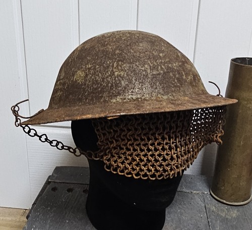 WW1 BRITISH ARMY BRODIE HELMET, With CRUISE CHAIN MAIL VISOR. | eBay