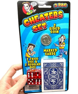3pc CHEATERS SET - Marked Playing Cards - 2 Sided Coin - Magic Trick ...