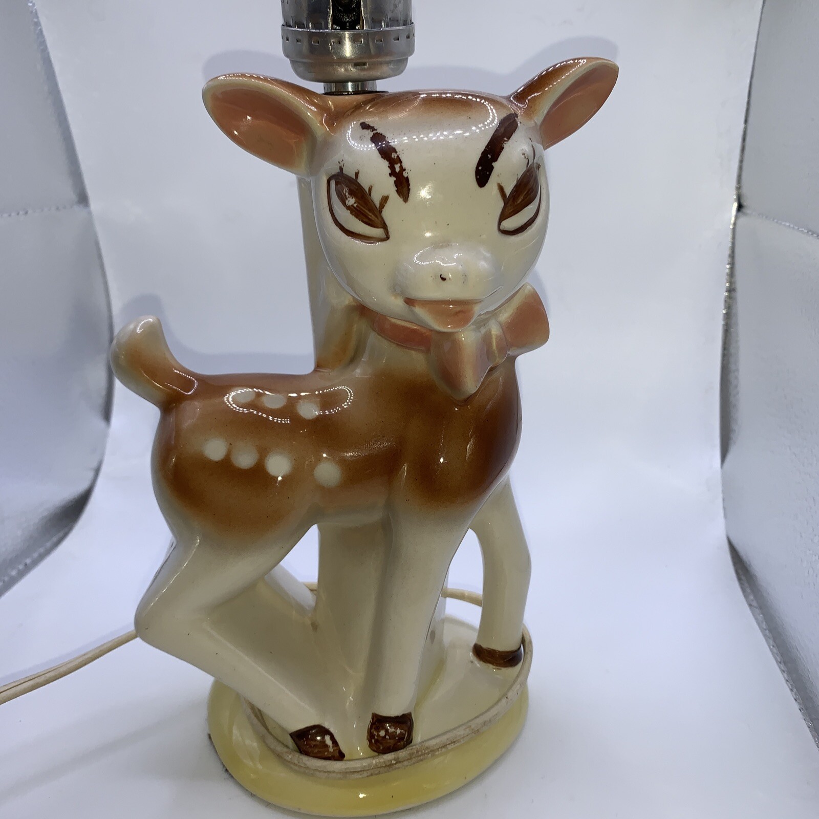 Vintage 1950s Ceramic Kitsch Doe Eyed Fawn Bambi Deer Nursery Lamp ...